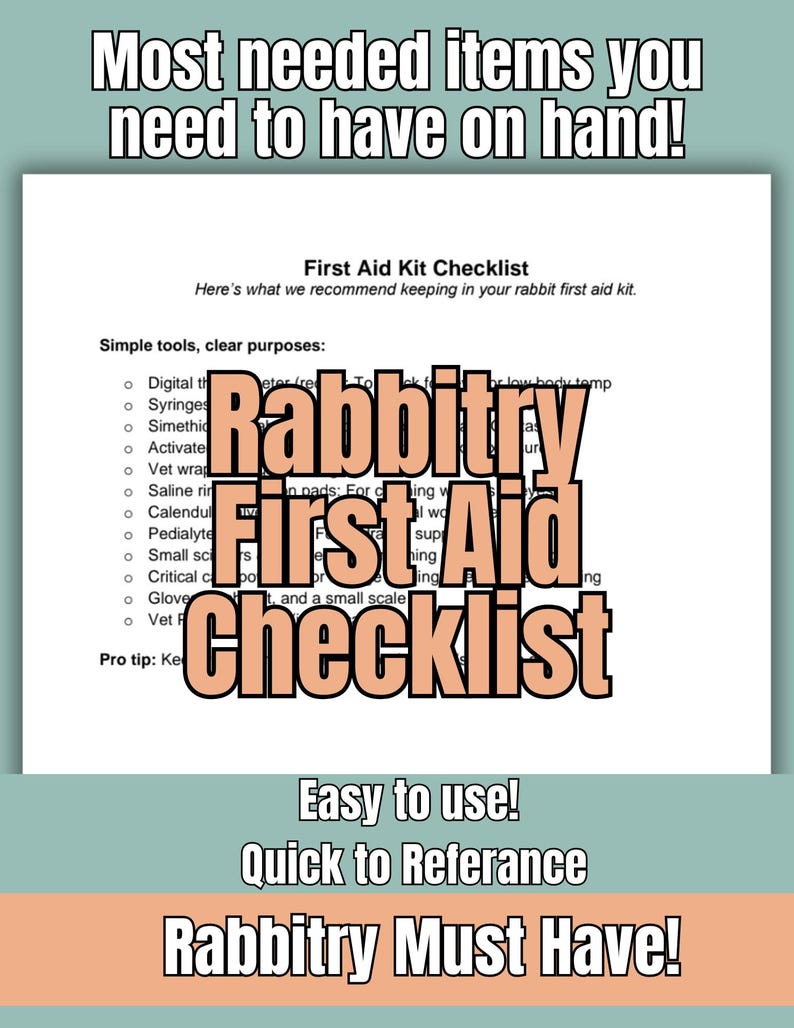 Rabbit First Aid Kit Checklist | Printable Emergency Supplies List ...