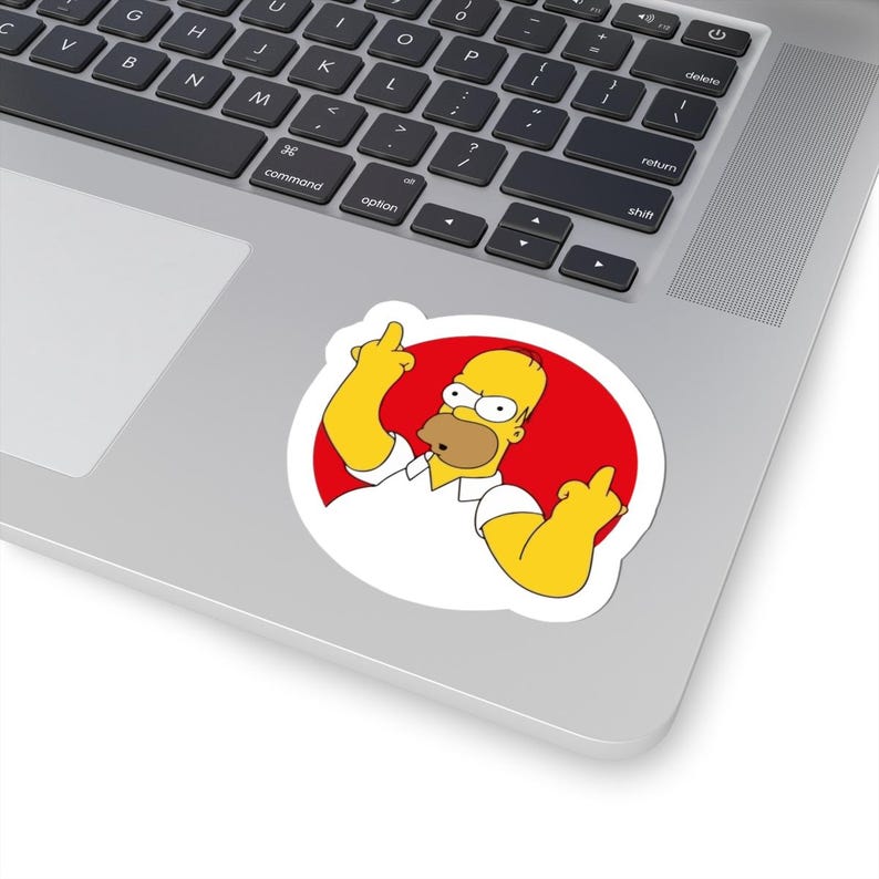 Homer Simpson Flipping Bird Sticker: Glossy Vinyl Decal - Etsy