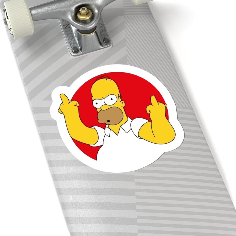 Homer Simpson Flipping Bird Sticker: Glossy Vinyl Decal - Etsy