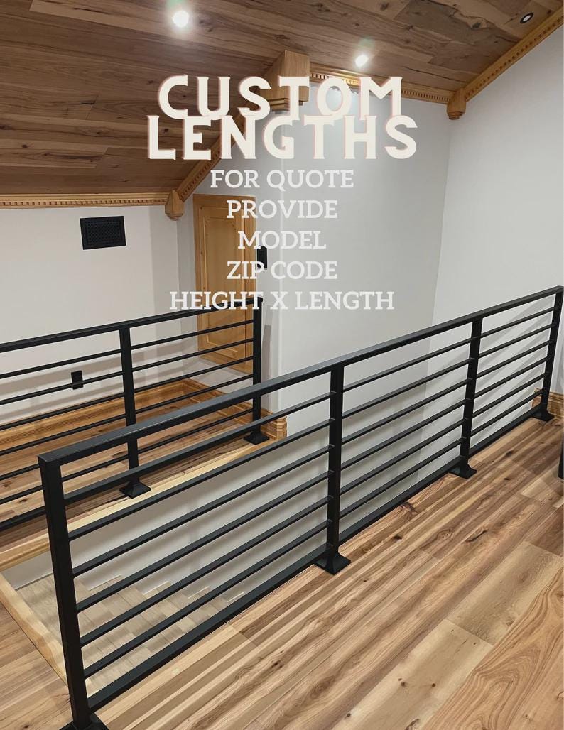 Custom Round Picket Guardrail – Modern Matte Black Metal Railing, 42 ...