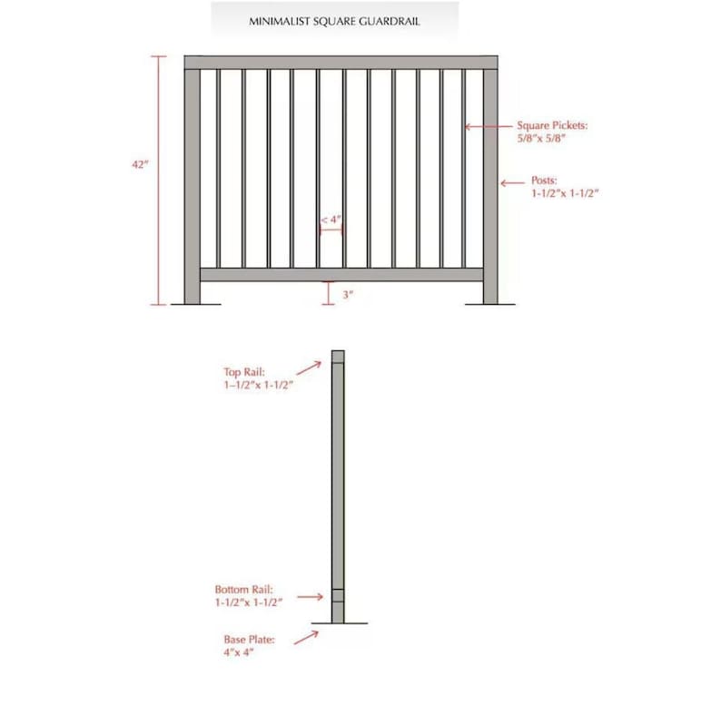 Custom Square Steel Stair Railing – Modern Metal Handrail – Square Tube ...