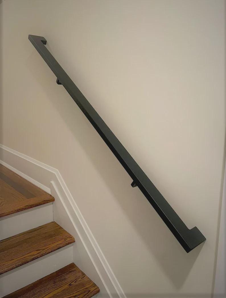 Modern Rectangle Black Handrail for Stairs, Modern Black Stair Handrail ...