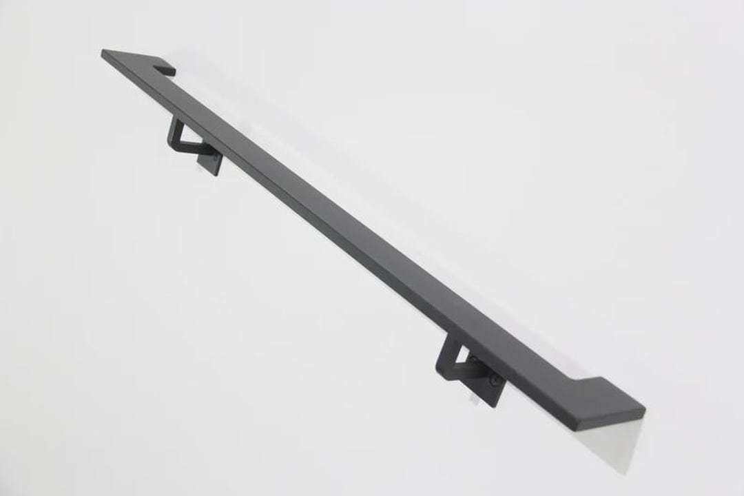 Modern Rectangle Slim Black Handrail for Stairs, Modern Black Stair ...