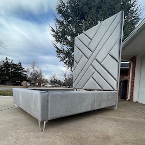 Extra Tall Headboard Modern Geometric Tufted Upholstered California ...