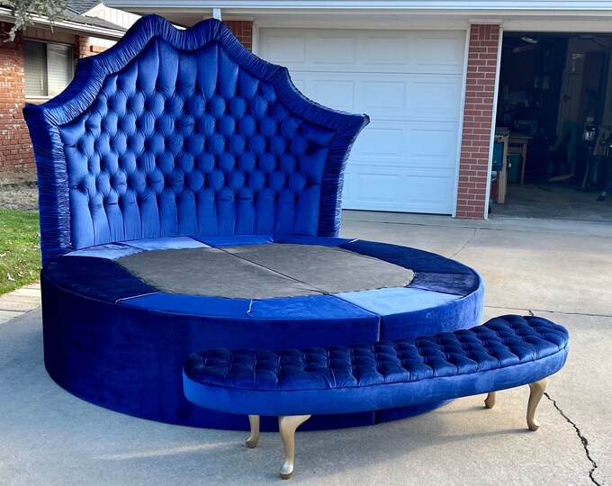 Bench Bedroom Tufted for Custom Round Tufted Bed Upholstered Curved ...