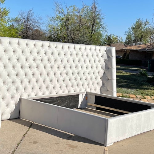 Tufted Oversized Platform Bed Frame Extra Wide Tall California - Etsy