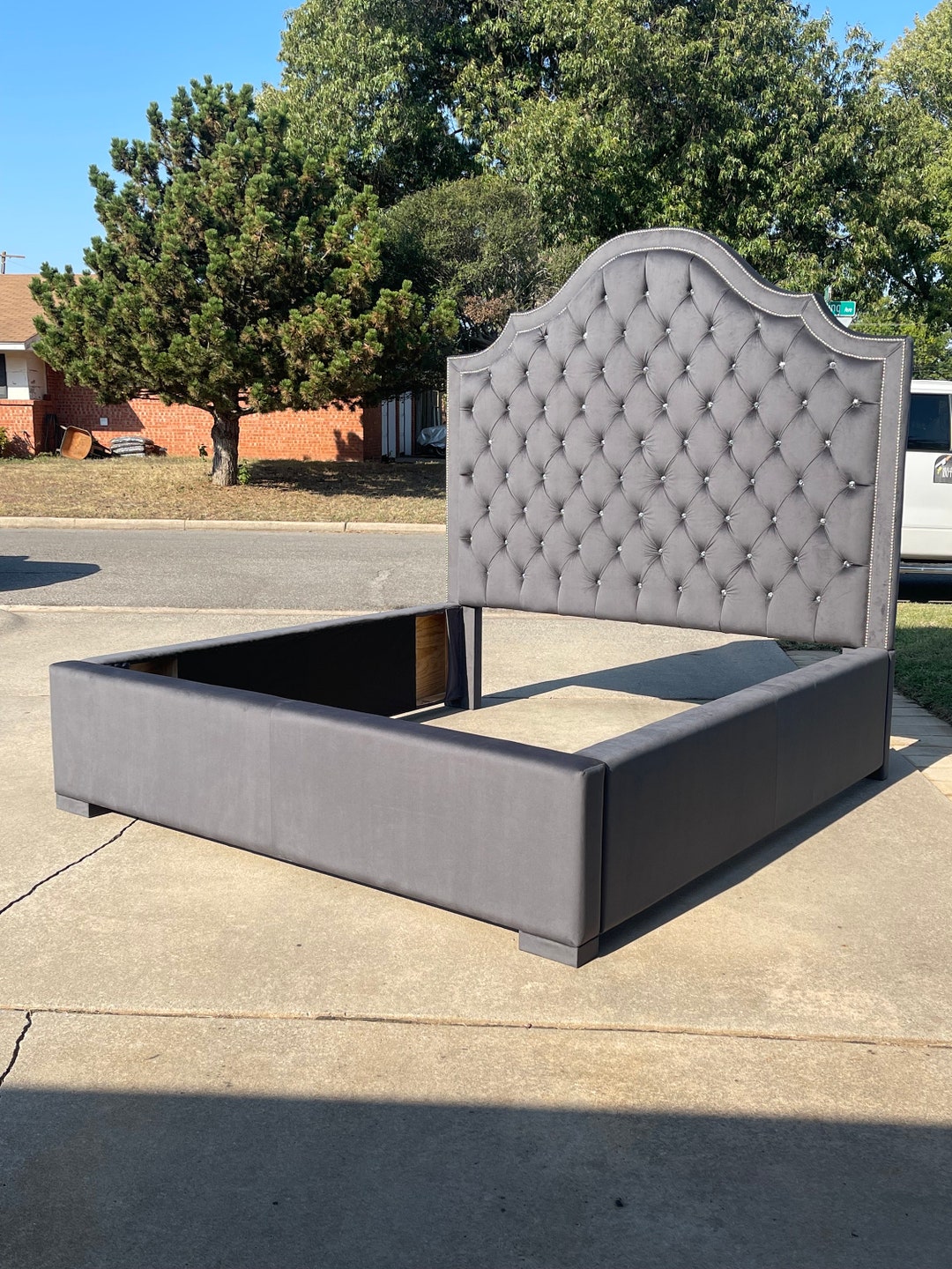 Tall Bed Headboard Bespoke Any Size Tufted Extra Tall Upholstered Bed ...