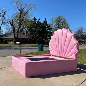 Clam Shell Velvet Bed Frame: Barbie Inspired Custom Tufted Headboard - Etsy