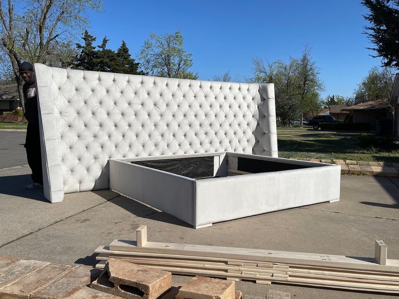 Extra Wide Tufted Headboard Bed Frame: Modern Upholstered Custom Bed - Etsy