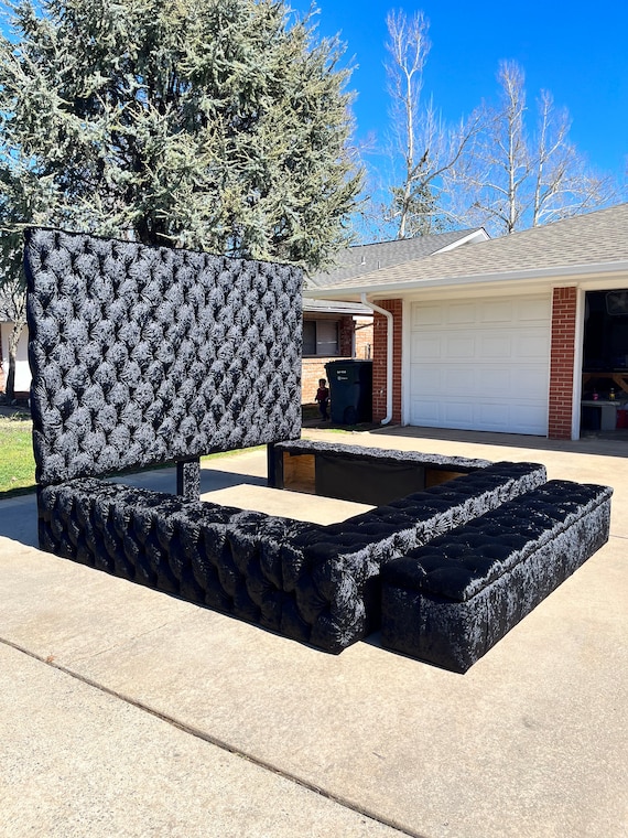 Buy Bed Frame Huge Tufted Platform Glam Large Bed Extra Wide Bed Frame California King Queen Full Twin Bling Upholstered Headboard MADE TO ORDER Online in India Etsy