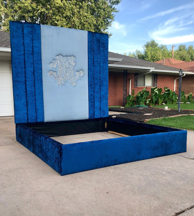 Monogrammed Headboard Personalized Bed in Nail Heads Crystal - Etsy