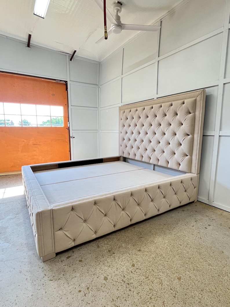 Tufted Velvet Platform Bed Frame: Luxe Custom Made King/queen/twin - Etsy