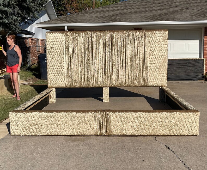 Family Bed Frame Oversized Platform Quilted Velvet Custom - Etsy