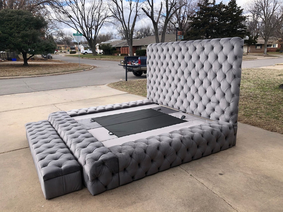 Platform Large Tufted Bed Extra Wide Bed Frame Crystal Tufted - Etsy ...