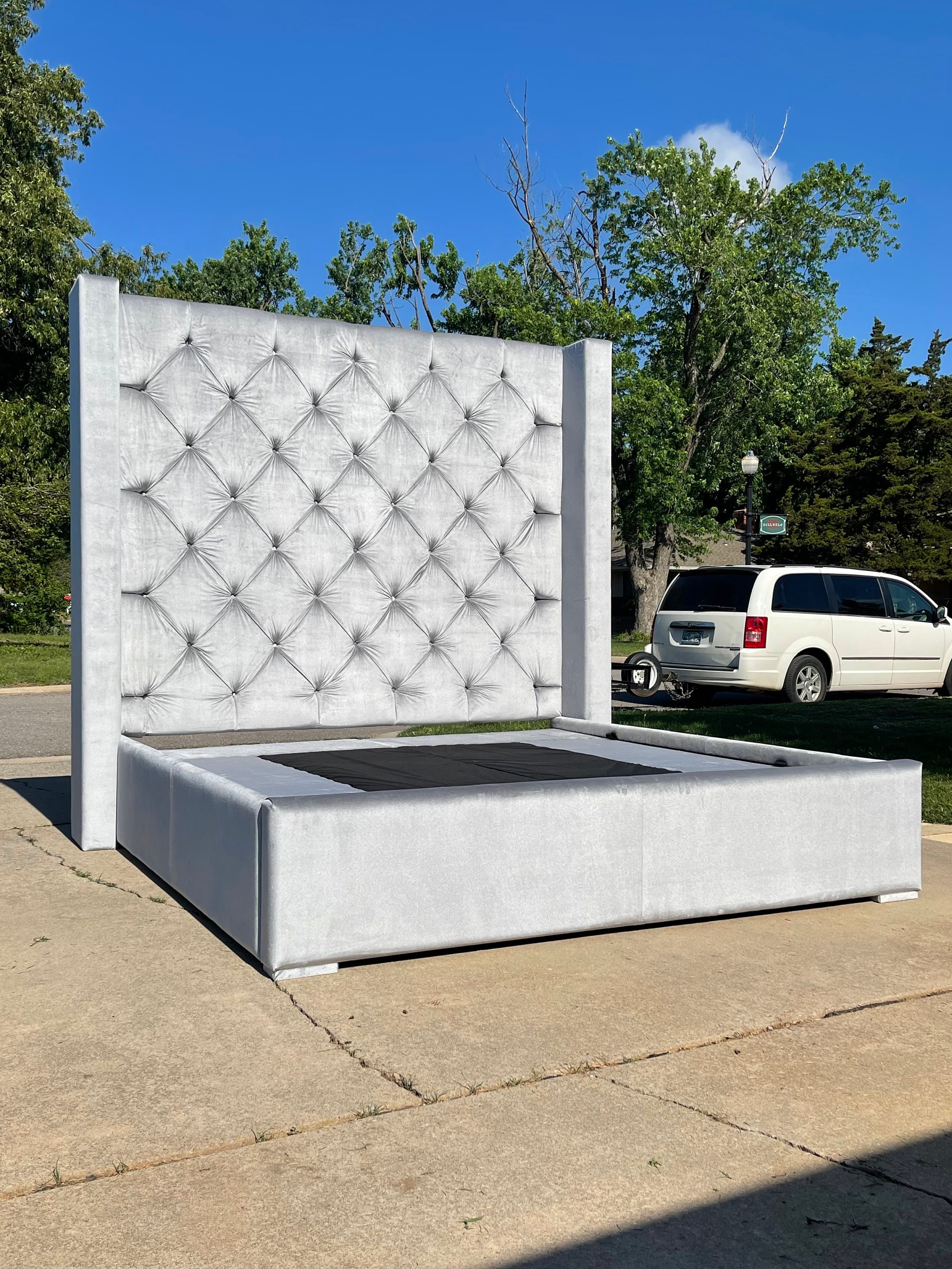Tall wingback headboard king store