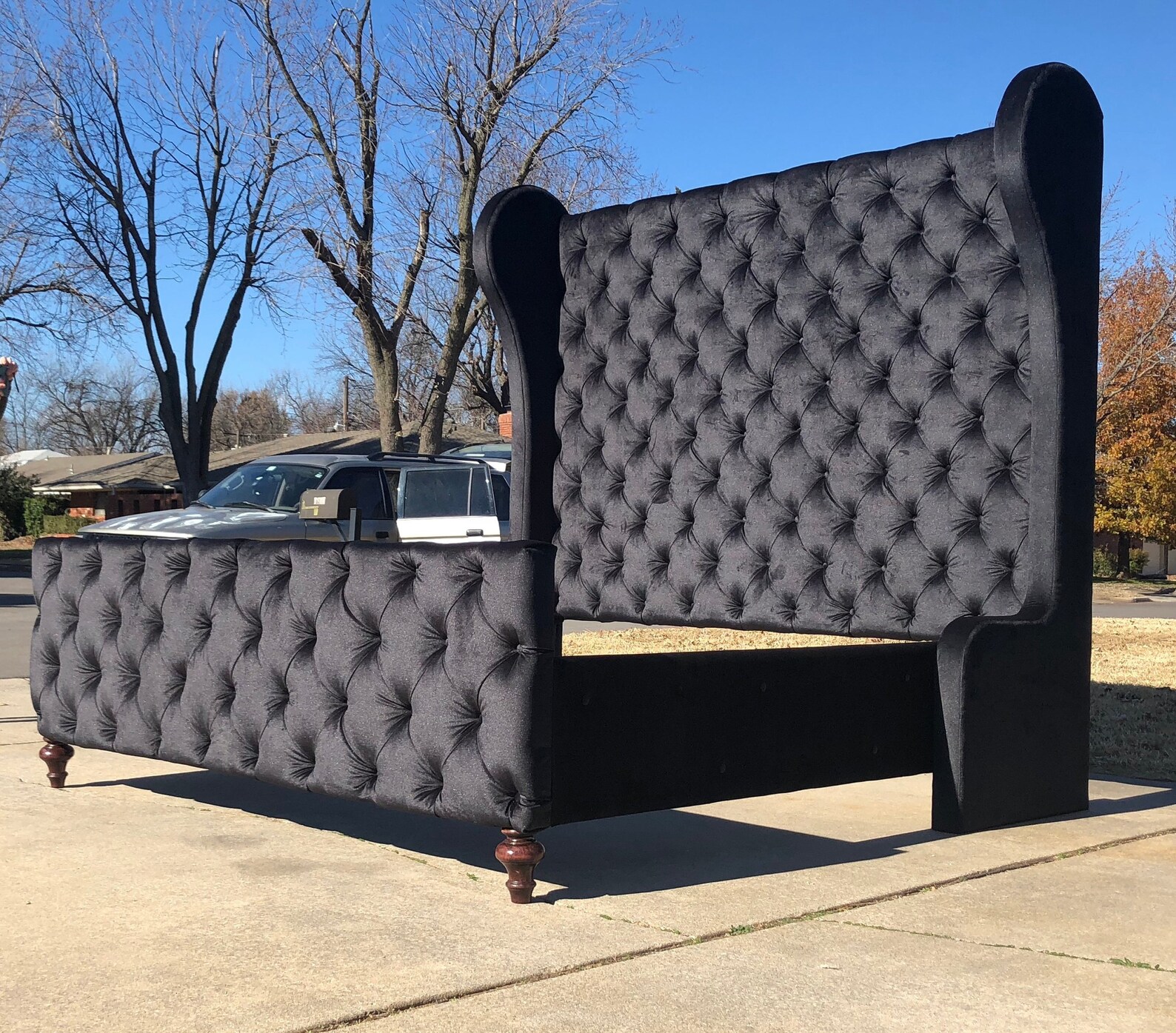 Custom Bed Headboard Tufted Curvy Tall Platform California - Etsy