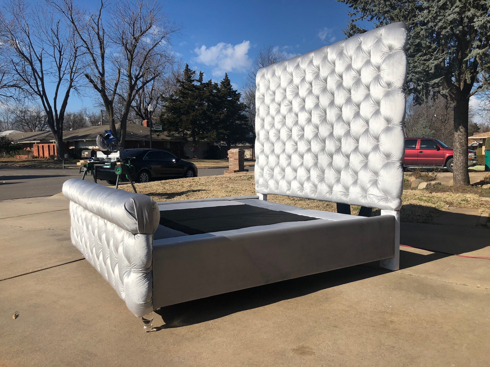 Platform Tufted Bed Upholstered Tall Headboard California King - Etsy