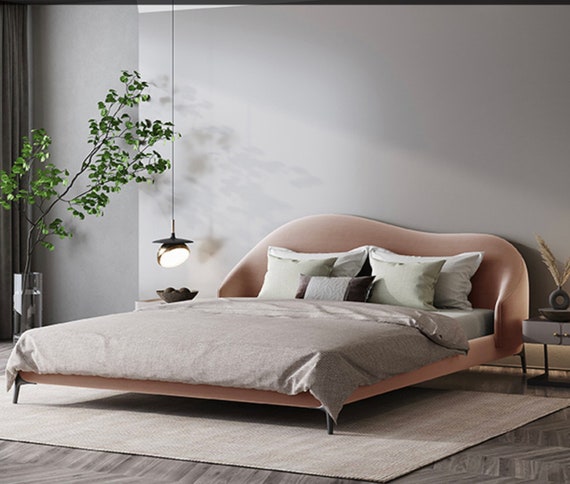 Modern Curved Sculptural Cloud Bed Frame California King Queen Any Size Headboard Curved Platform Upholstered Bed Frame Made to Order Etsy UK