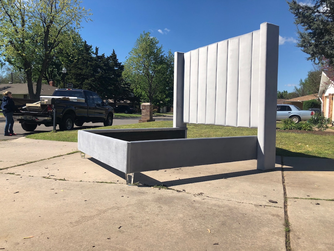 Upholstered Headboard Bed Frame Restoration Hardware Extra Tall ...