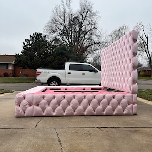 Extra Wide Tufted Platform Bed Frame: Custom Upholstered Headboard - Etsy