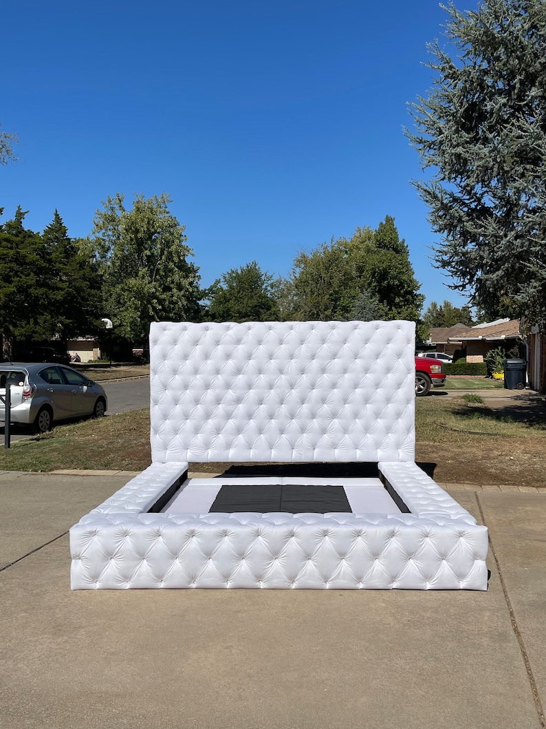 Platform Bed Frame Extra Wide Bed Tufted Upholstered Headboard - Etsy