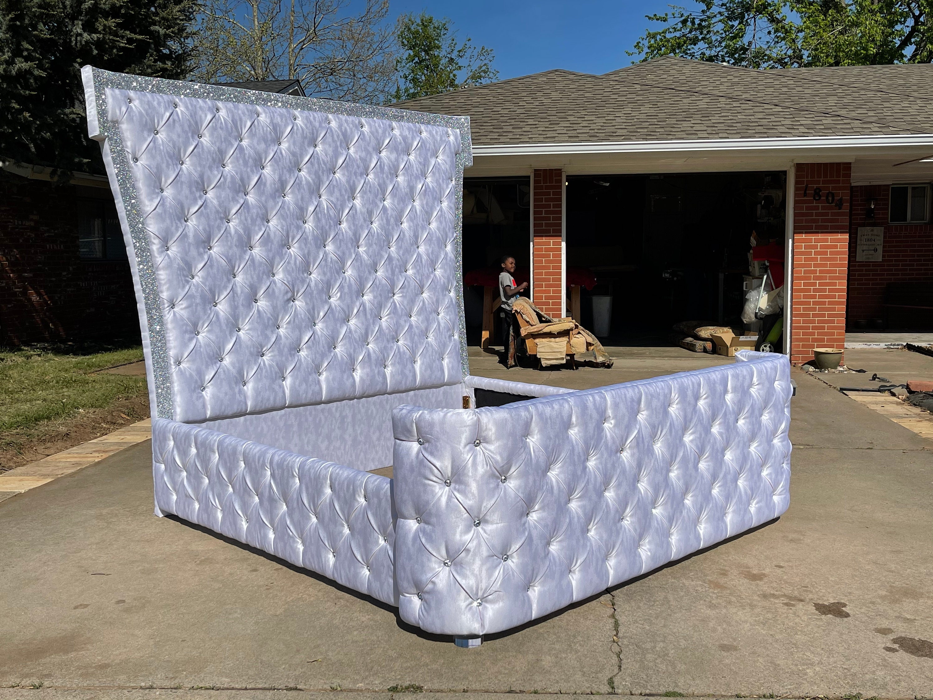 Glam Custom Bed Frame Crystal Band Button Bling Bespoke Tufted | Etsy