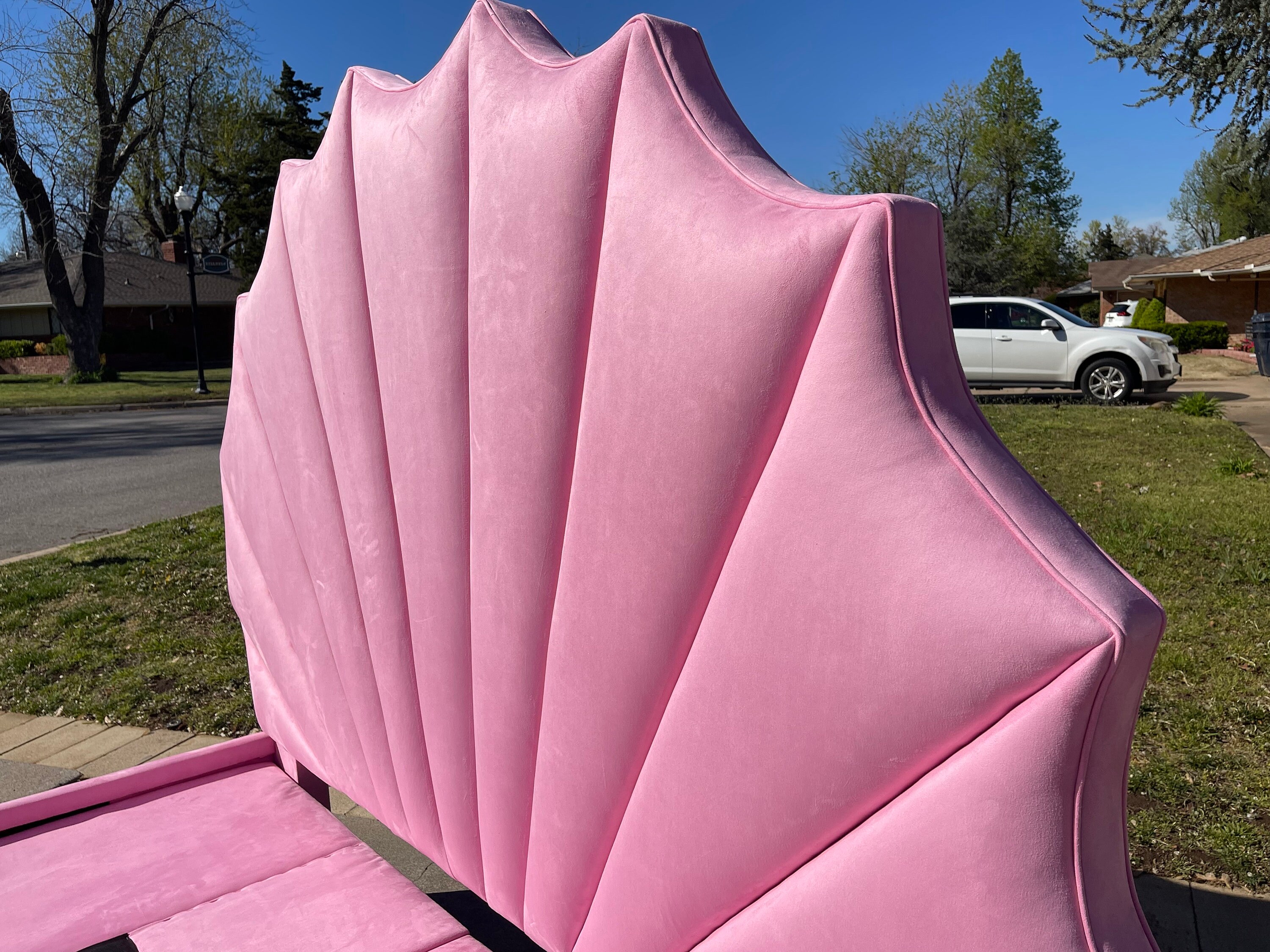 Clam Shell Velvet Bed Frame: Barbie Inspired Custom Tufted Headboard - Etsy