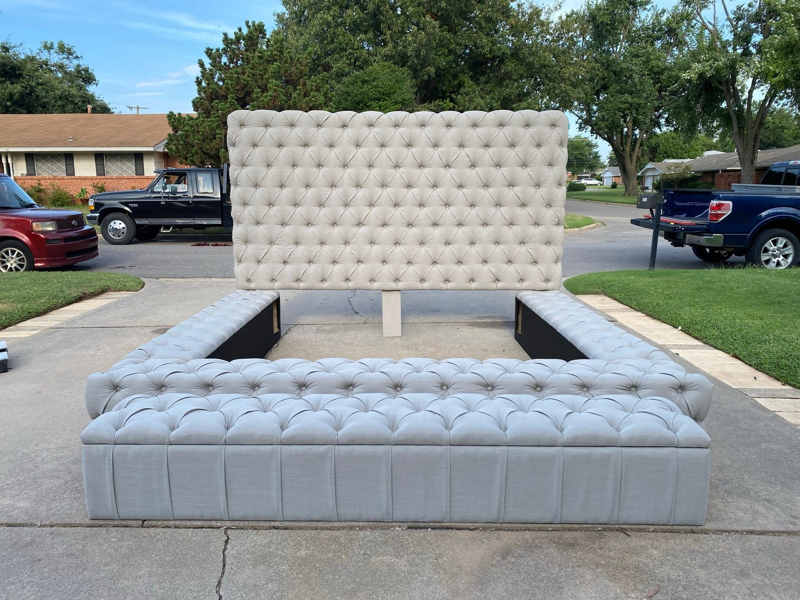 Wide Large Tufted Bed Frame Tufted Platform Bed Frame - Etsy