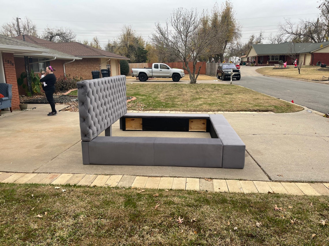 Platform Large Tufted Bed Extra Wide Bed Frame Tufted Bed | Etsy