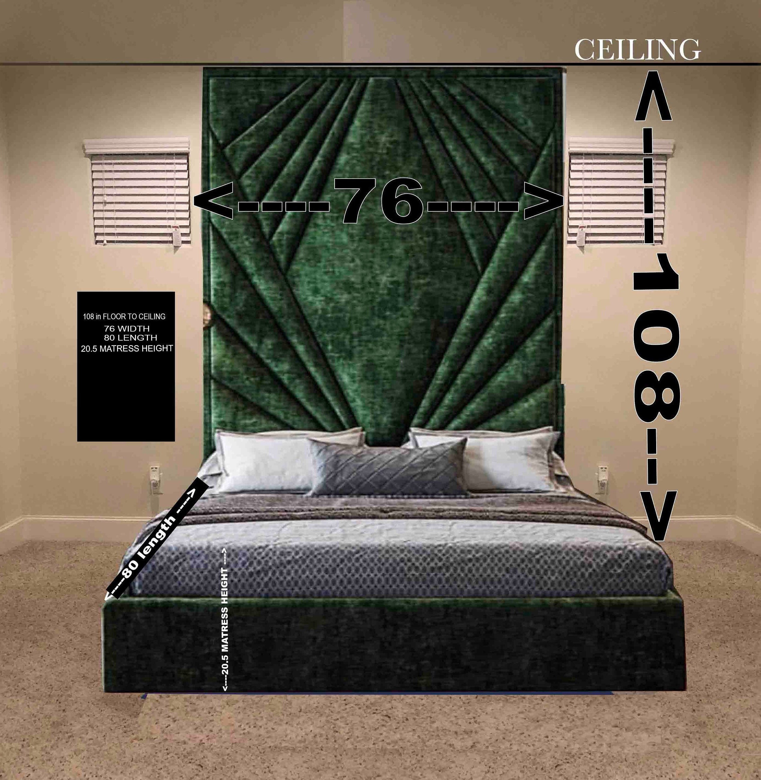 Modern Extra Tall Headboard Upholstered Bed Frame Panels Channel Tufted ...