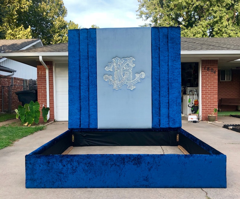 Monogrammed Headboard Personalized Bed in Nail Heads Crystal | Etsy