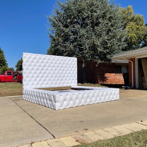 Platform Bed Frame Extra Wide Bed Tufted Upholstered Headboard ...