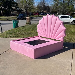Clam Shell Velvet Bed Frame: Barbie Inspired Custom Tufted Headboard - Etsy