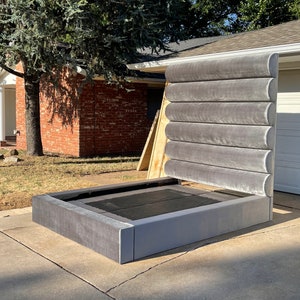 Modern Tall Bolster Style Bed Frame California King Queen Full Choose ...