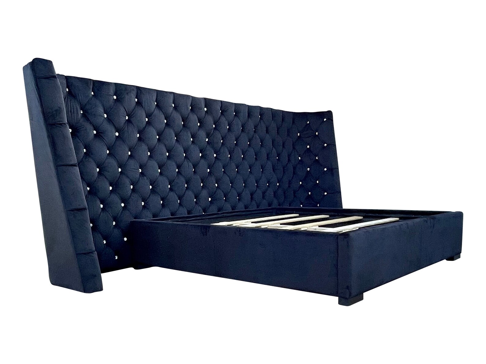 Extra Wide Upholstered Bed Frame: Tufted Headboard, Custom Made - Etsy