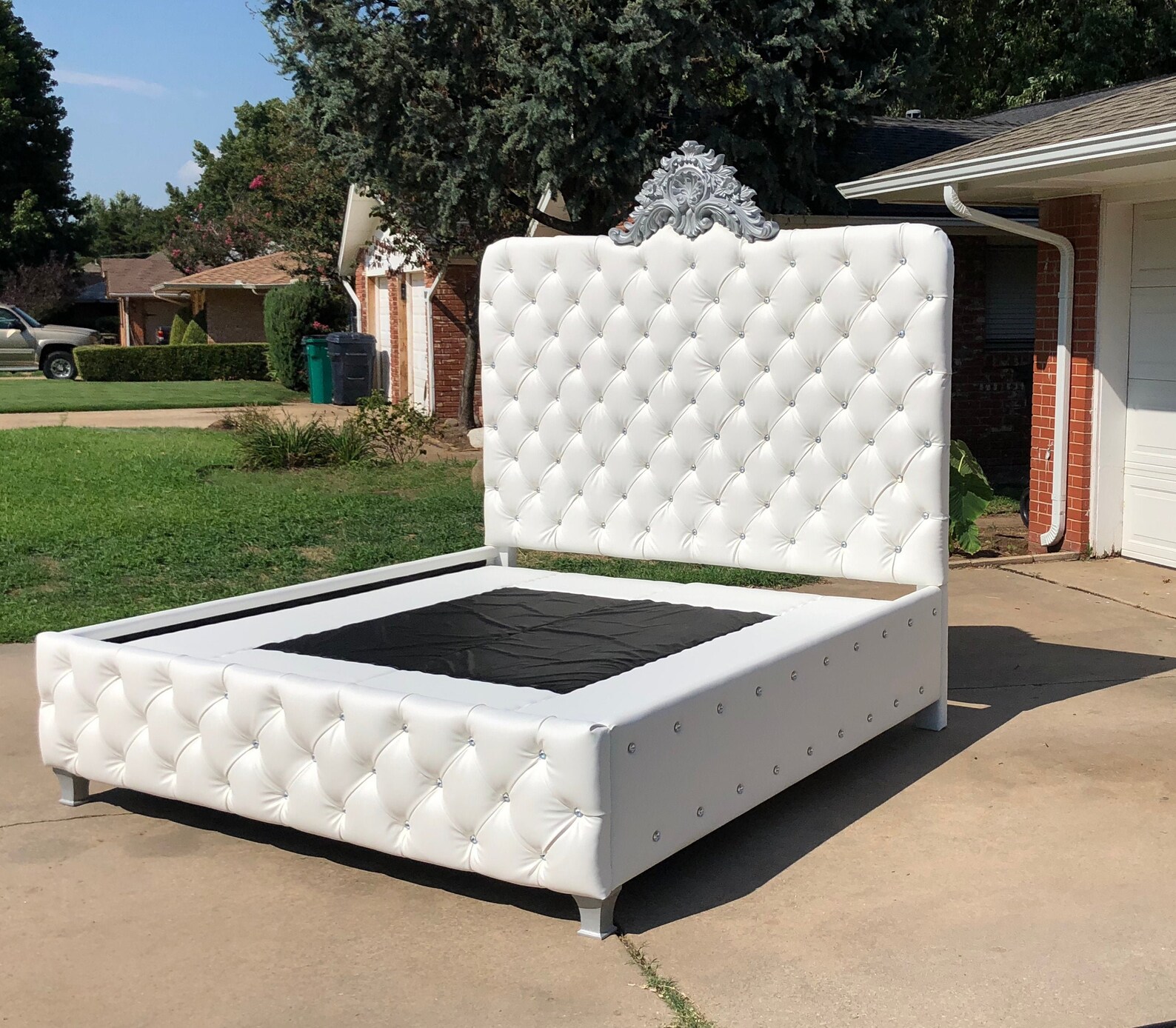 Custom Bed Tufted Tall Headboard Bed Frame Platform Wood Trim | Etsy