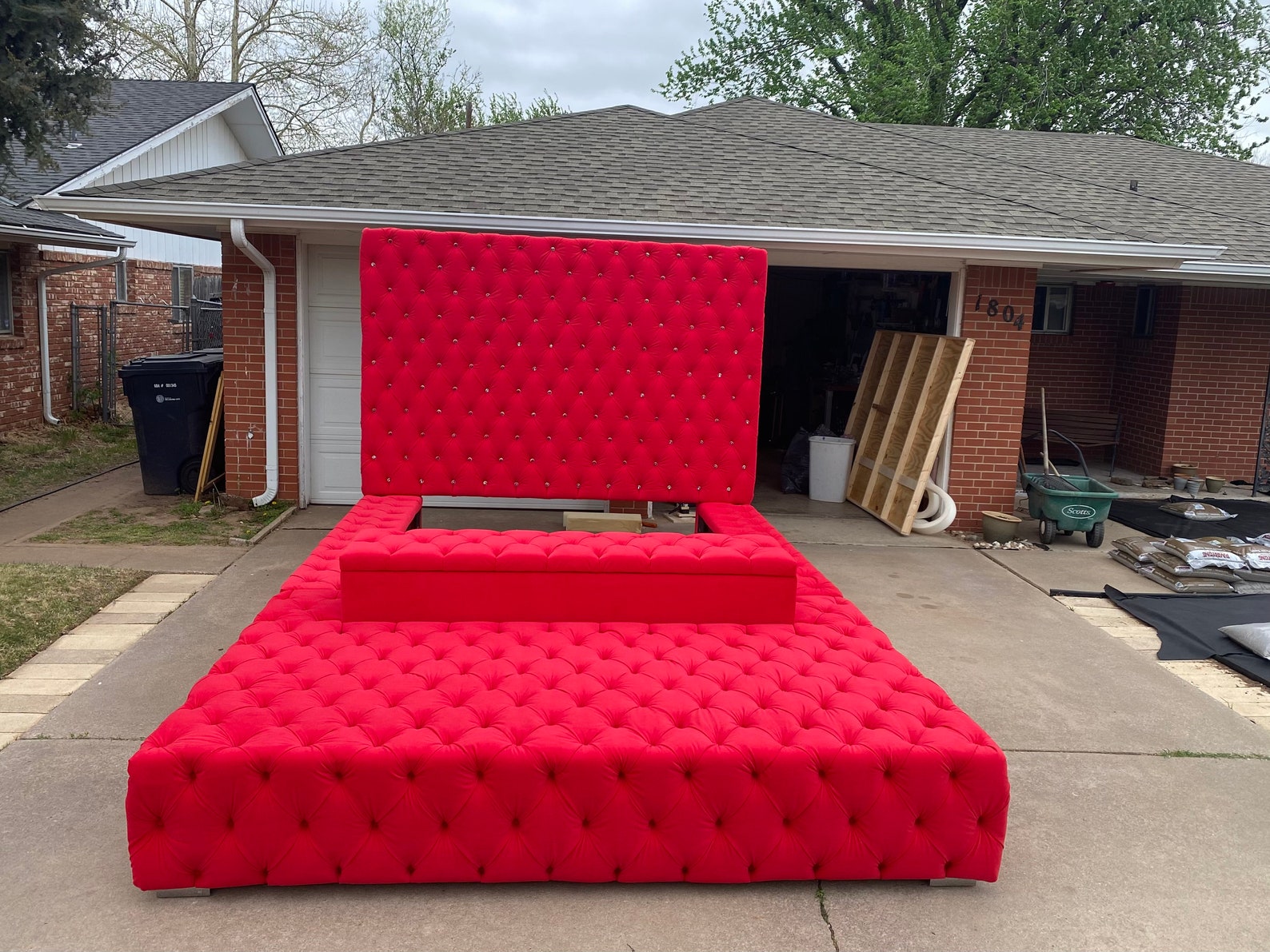 Tufted Oversized Platform Bed Frame Extra Wide Tall California - Etsy