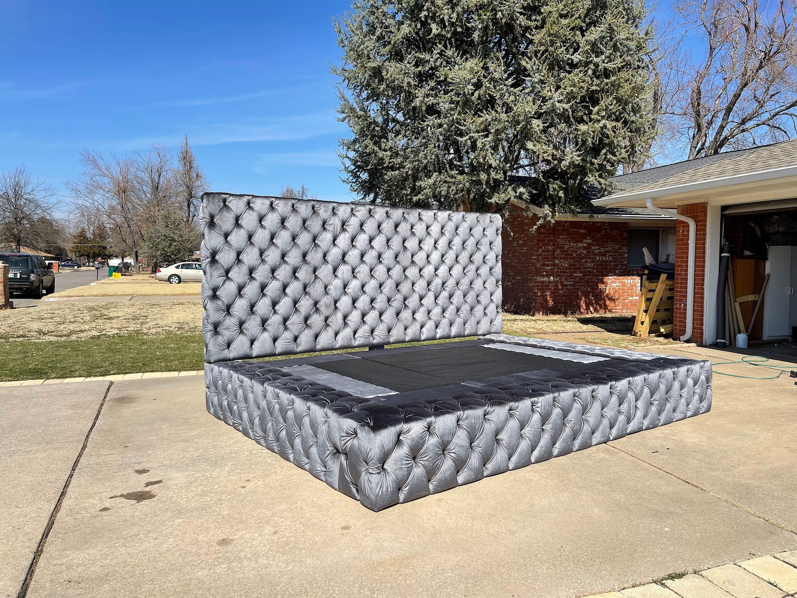 Extra Wide Tufted Platform Bed Frame: Custom Alaskan/ace Size - Etsy