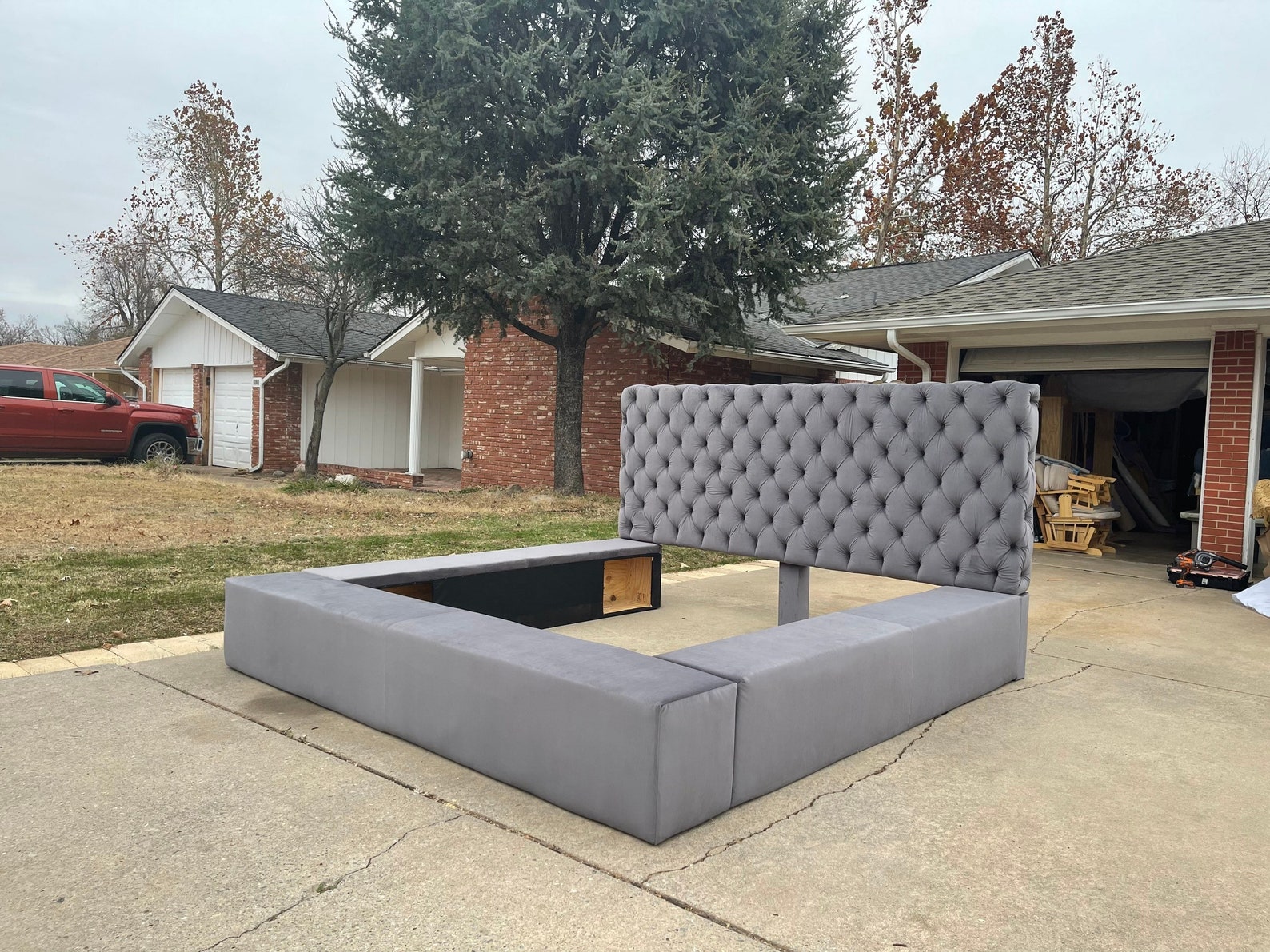 Platform Large Tufted Bed Extra Wide Bed Frame Tufted Bed - Etsy