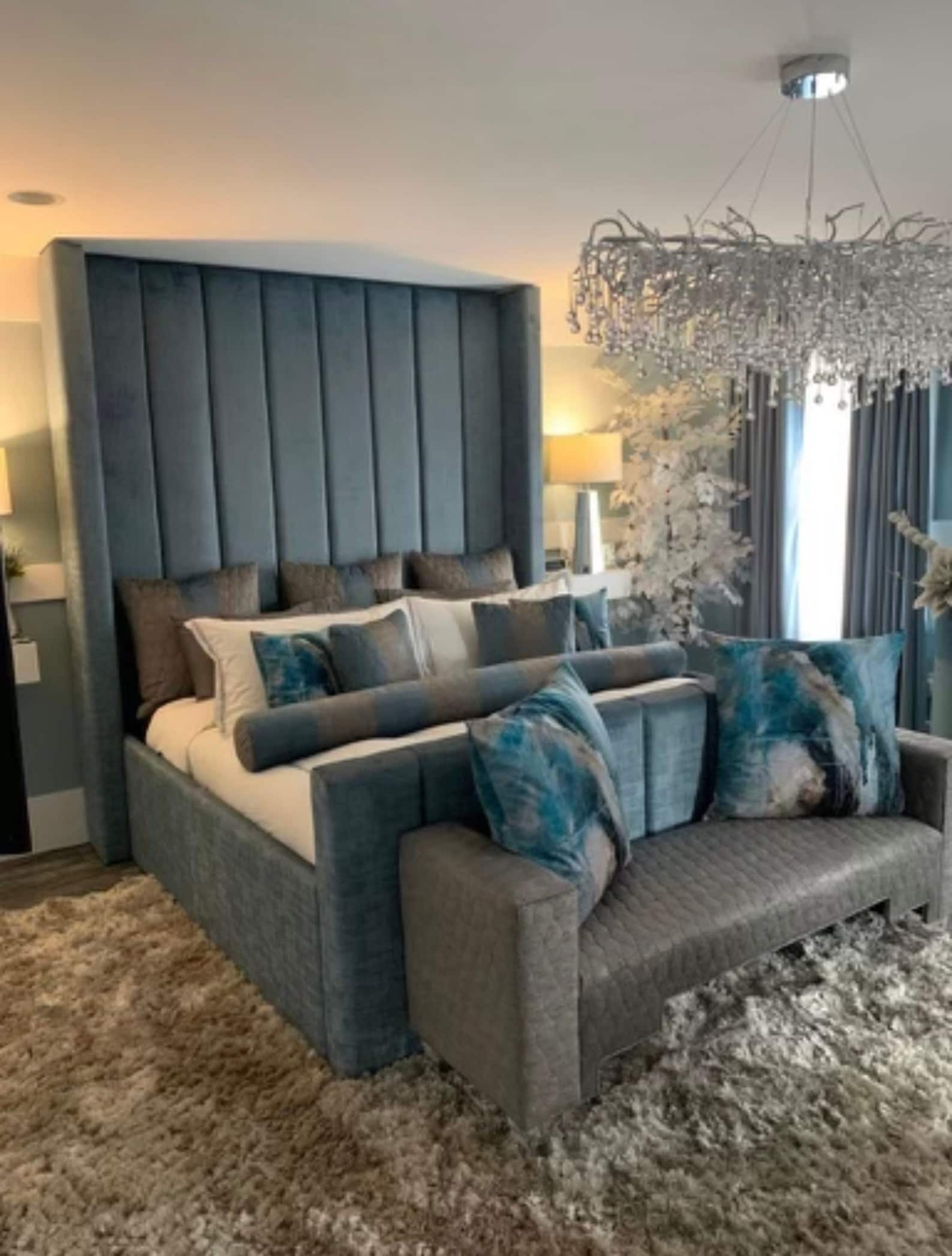 Custom Headboard and Bench Bed Frame Upholstered Luxe Channel - Etsy