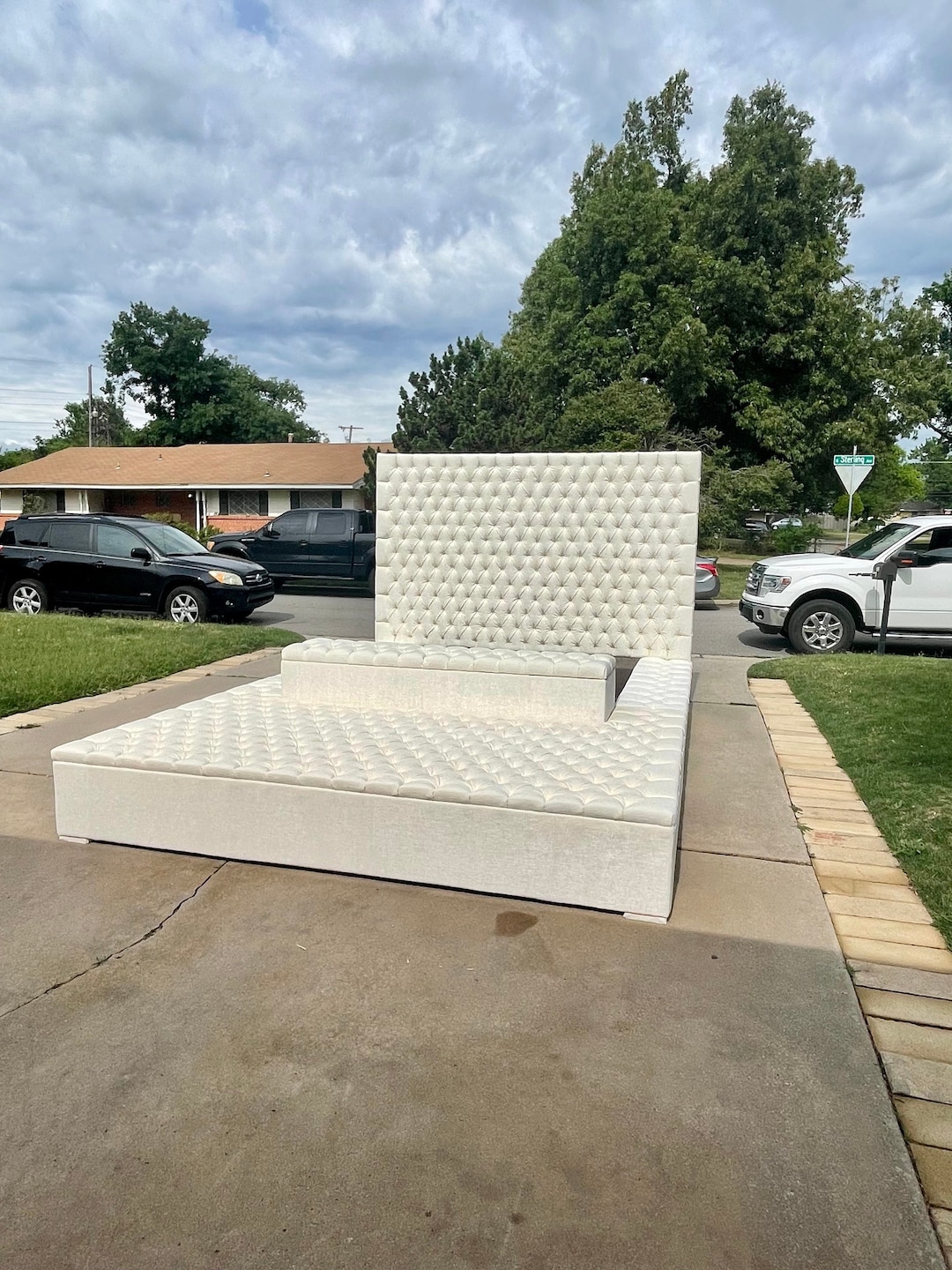 DEPOSIT Alaskan King Bed Frame Storage Tufted Headboard Bespoke Family ...
