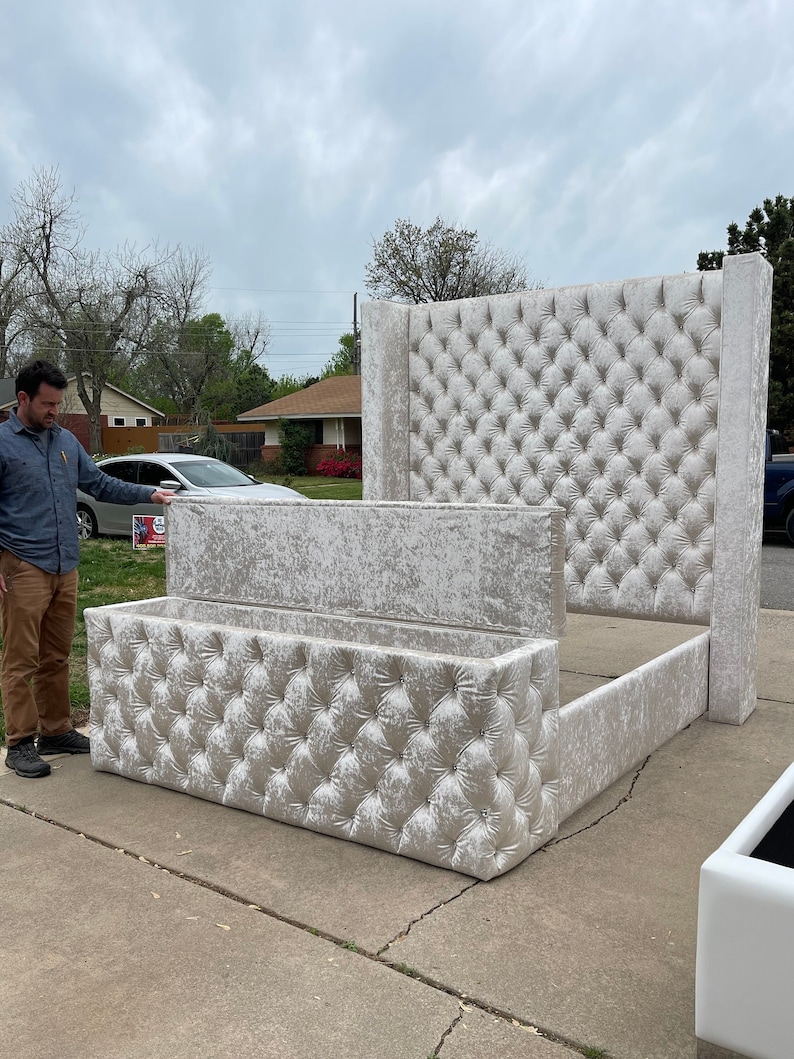 Luxury Wingback Bed Frame: Diamond Tufted, Made to Order - Etsy