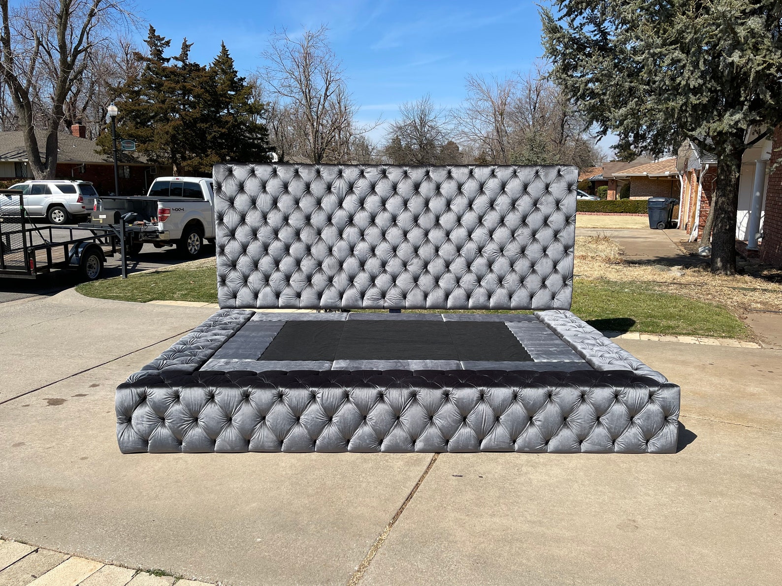 Extra Wide Tufted Platform Bed Frame: Custom Alaskan/ace Size - Etsy