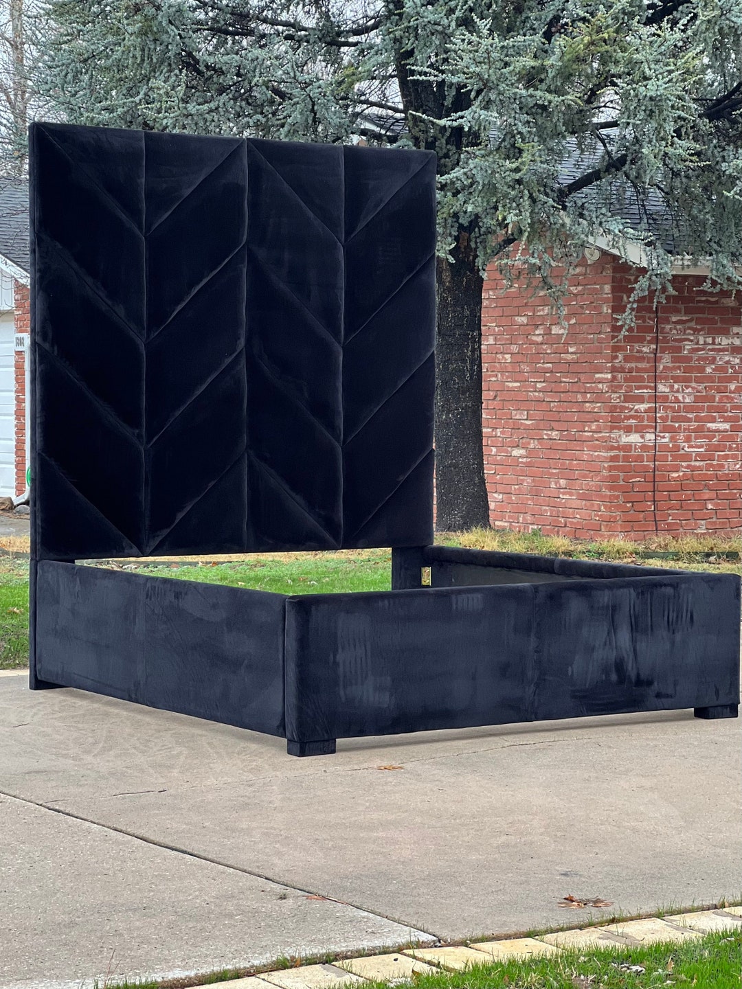 Extra Tall Headboard Panels Platform Bed Frame Upholstered Channel ...
