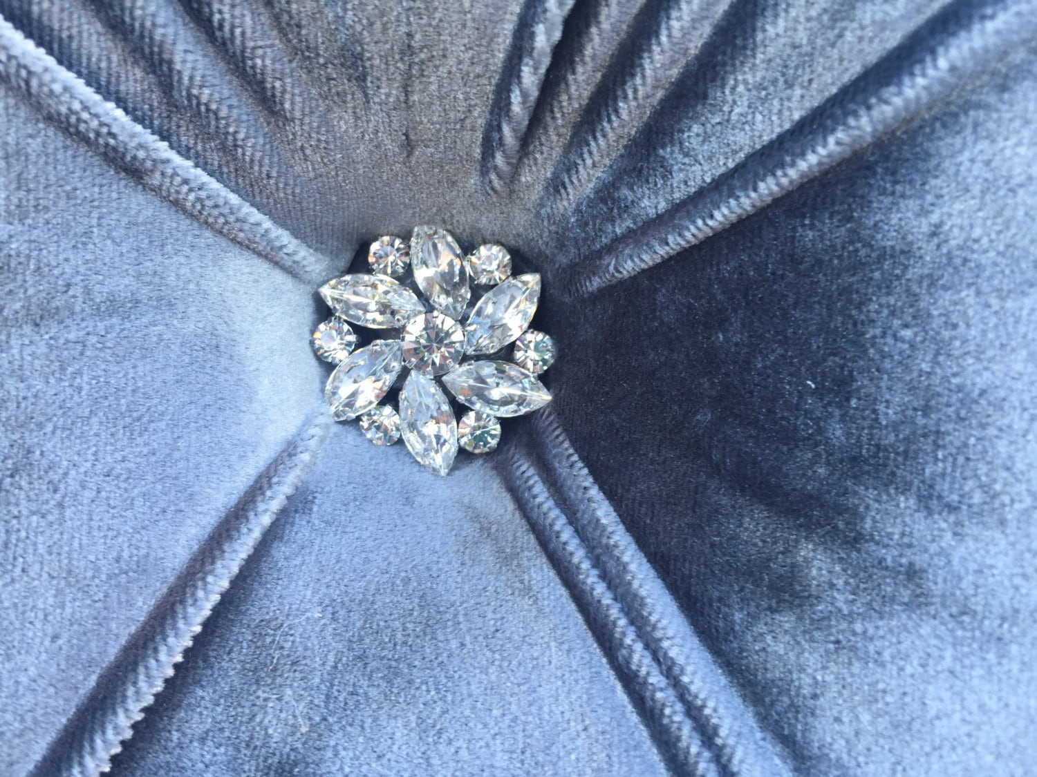 French Tufted Bed Tall Glam Headboard Velvet Rhinestone Crystal Tufting ...