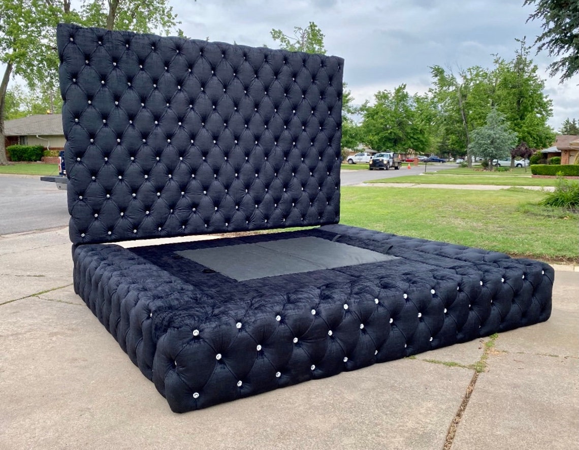 Platform Large Tufted Bed Extra Wide Frame Storage Bench | Etsy UK