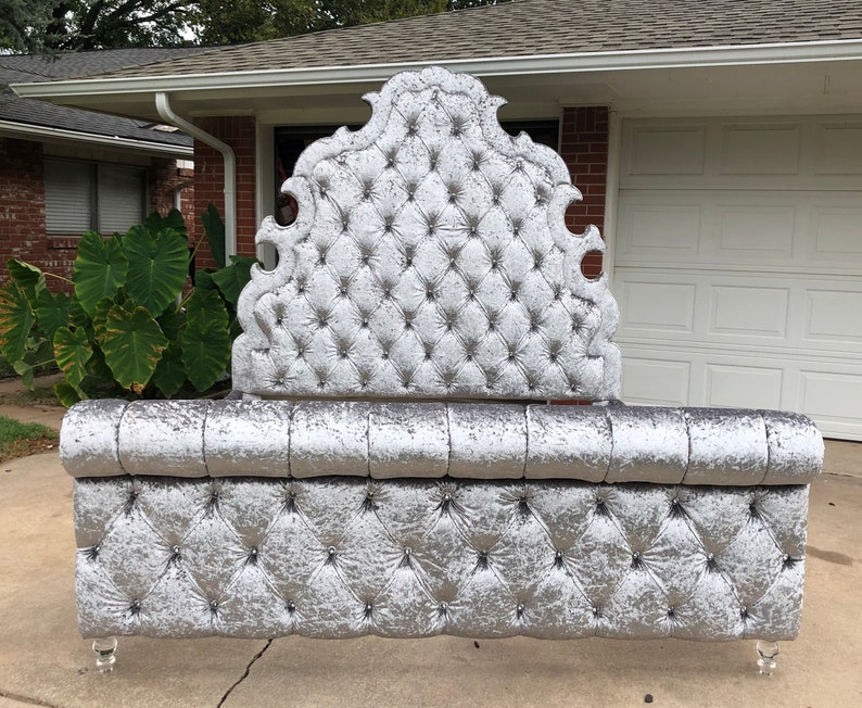Tall Tufted Headboard French Curvy Luxury Sleigh Glam | Etsy