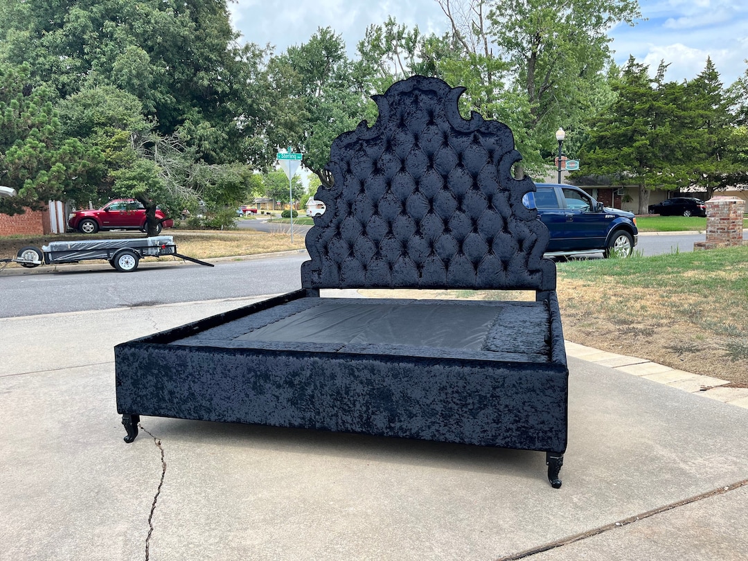 French Tall Headboard Pagoda Curvy Tufted Scalloped Extra Tall Bed ...