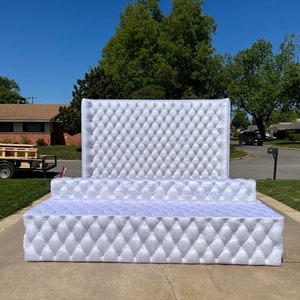 Platform Tufted Bed Frame Extra Wide Tall Any Size Mattress Concave ...