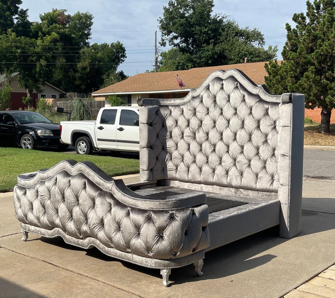 Luxury Bed Frame French Bespoke Tufted Glam California King - Etsy